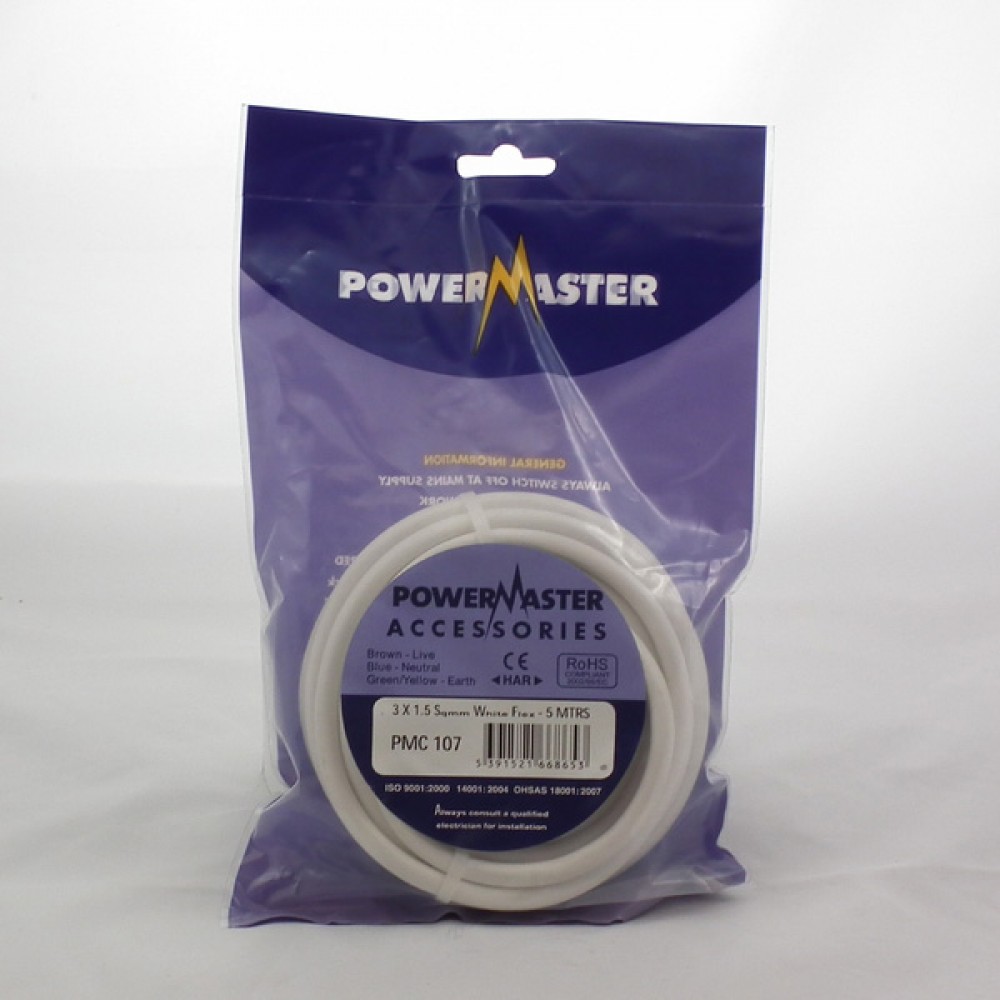 Powermaster 3 x 1.5sq Mm 5m White Flex Cable | MD O Shea & Sons