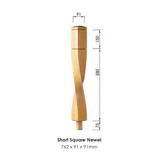 Milano Sq Sq Oak Newel 762x91x91