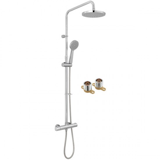 Vado Sirkel Adjustable Round Exposed Thermostatic Shower Column | AX ...
