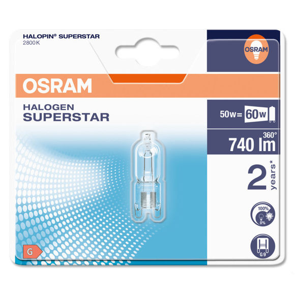 Osram G9 Halogen Superstar Eco Halopin|50w|740lm|MD O Shea & Sons