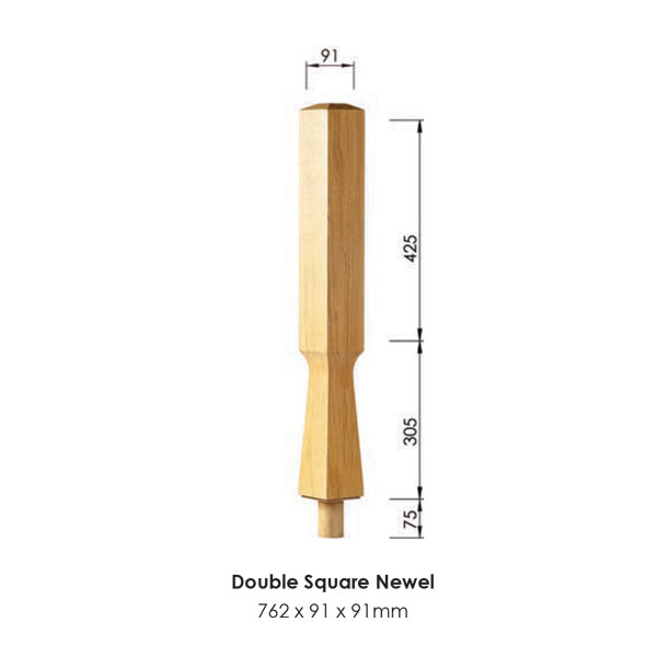 Monaco Square Double Newel Post 762x91x91 | MD O Shea & Sons