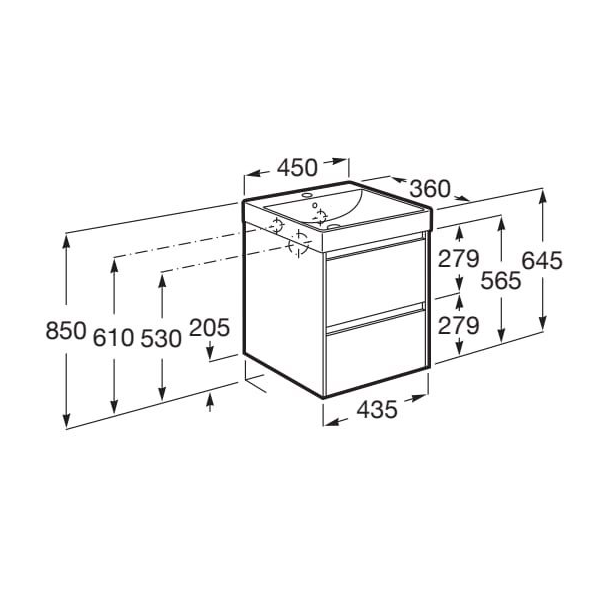 Ona 450 2 Drawer Unit & Basin Sand Grey | A851681510